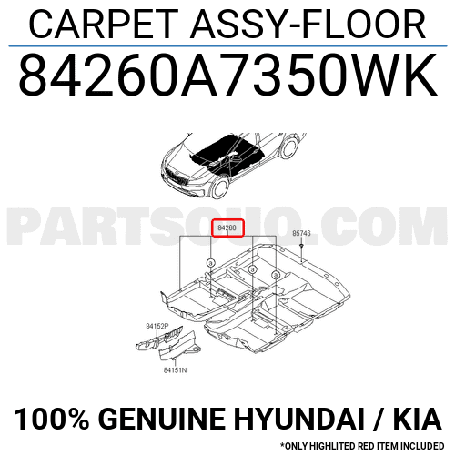 CARPET ASSY-FLOOR 84260A7350WK | Hyundai / KIA Parts | PartSouq