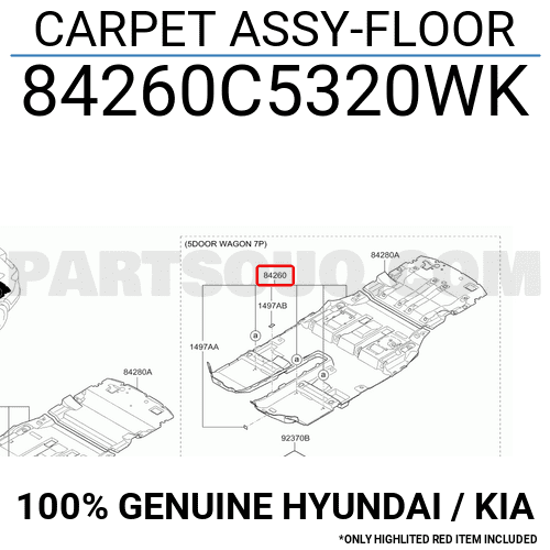 CARPET ASSY-FLOOR 84260C5320WK | Hyundai / KIA Parts | PartSouq