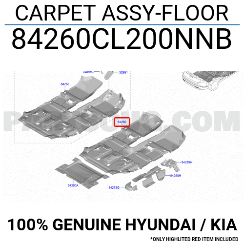 CARPET ASSY-FLOOR 84260CL200NNB | Hyundai / KIA Parts | PartSouq