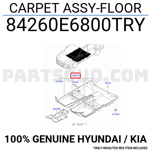 CARPET ASSY-FLOOR 84260E6800TRY | Hyundai / KIA Parts | PartSouq