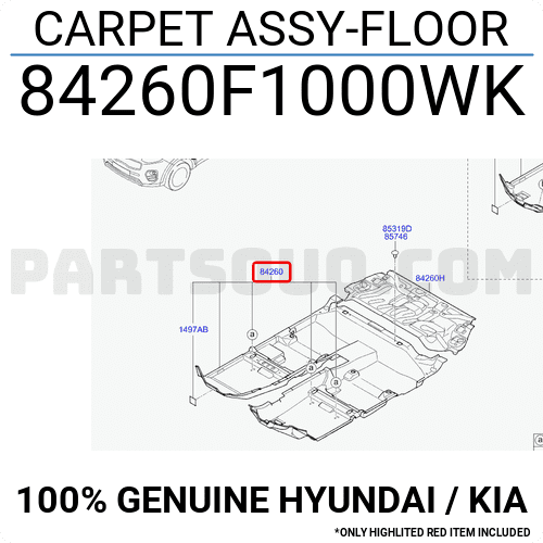 CARPET ASSY-FLOOR 84260F1000WK | Hyundai / KIA Parts | PartSouq