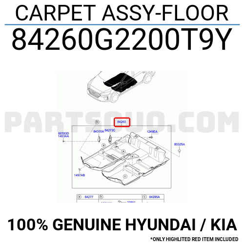 CARPET ASSY-FLOOR 84260G2200T9Y | Hyundai / KIA Parts | PartSouq