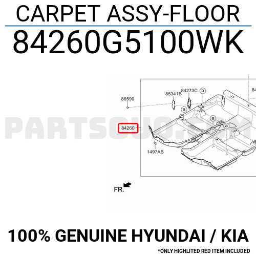 CARPET ASSY-FLOOR 84260G5100WK | Hyundai / KIA Parts | PartSouq