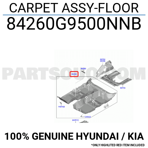 CARPET ASSY-FLOOR 84260G9500NNB | Hyundai / KIA Parts | PartSouq
