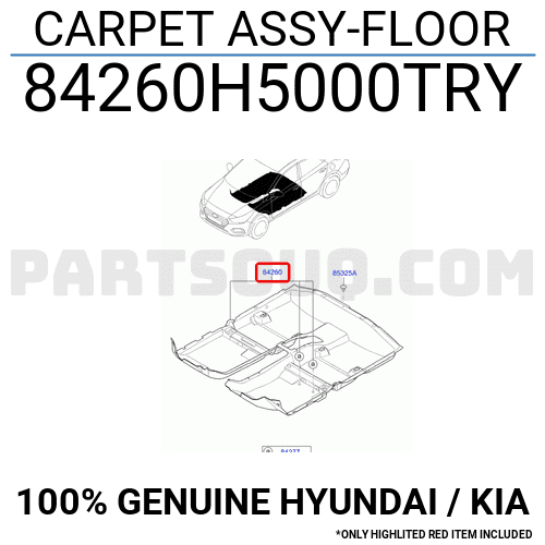 CARPET ASSY-FLOOR 84260H5000TRY | Hyundai / KIA Parts | PartSouq
