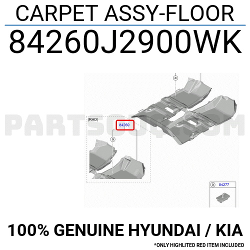 CARPET ASSY-FLOOR 84260J2900WK | Hyundai / KIA Parts | PartSouq
