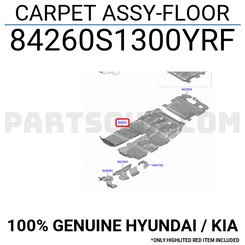 CARPET ASSY-FLOOR 84260S1300YRF | Hyundai / KIA Parts | PartSouq