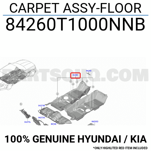 CARPET ASSY-FLOOR 84260T1000NNB | Hyundai / KIA Parts | PartSouq