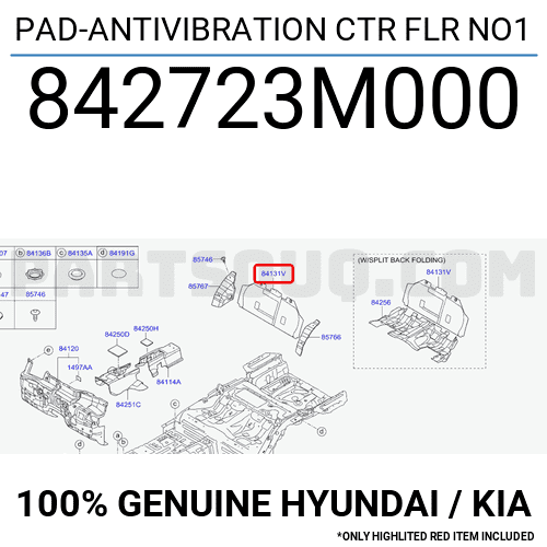 PAD-ANTIVIBRATION CTR FLR NO1 842723M000 | Hyundai / KIA Parts | PartSouq