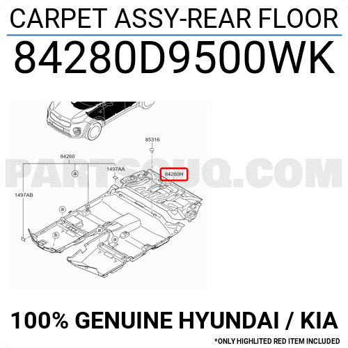 CARPET ASSY-REAR FLOOR 84280D9500WK | Hyundai / KIA Parts | PartSouq