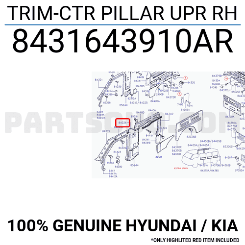 TRIM-CTR PILLAR UPR RH 8431643910AR | Hyundai / KIA Parts | PartSouq