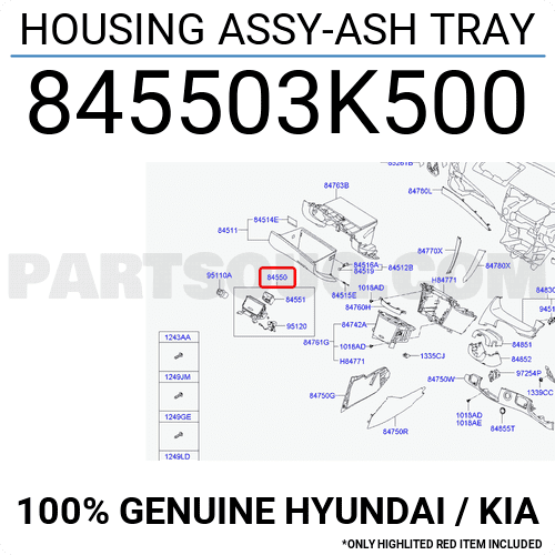 HOUSING ASSY-ASH TRAY 845503K500 | Hyundai / KIA Parts | PartSouq