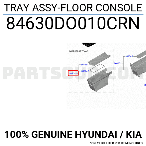 TRAY ASSY-FLOOR CONSOLE 84630DO010CRN | Hyundai / KIA Parts | PartSouq