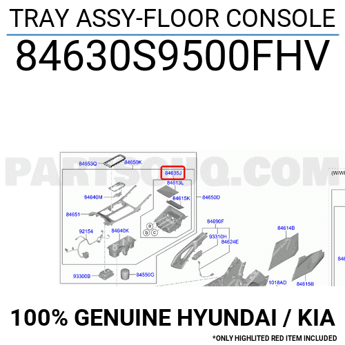 TRAY ASSY-FLOOR CONSOLE 84630S9500FHV | Hyundai / KIA Parts | PartSouq