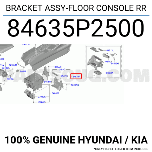 BRACKET ASSY-FLOOR CONSOLE RR 84635P2500 | Hyundai / KIA Parts | PartSouq