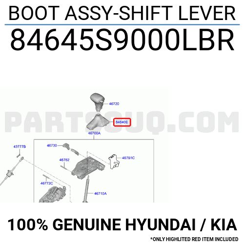 BOOT ASSY-SHIFT LEVER 84645S9000LBR | Hyundai / KIA Parts | PartSouq