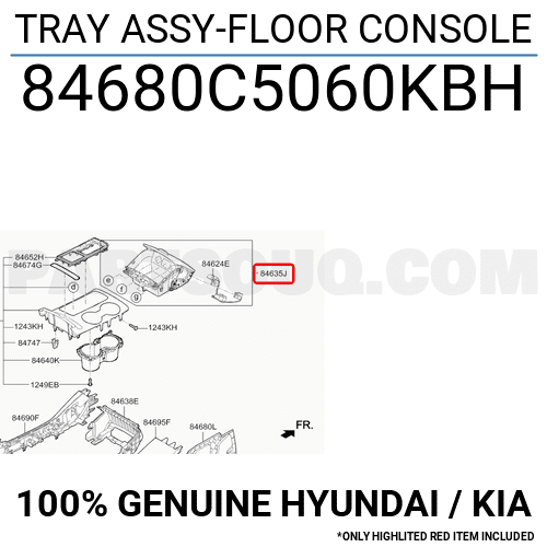 TRAY ASSY-FLOOR CONSOLE 84680C5060KBH | Hyundai / KIA Parts | PartSouq