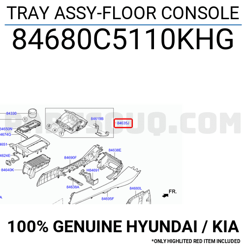 TRAY ASSY-FLOOR CONSOLE 84680C5110KHG | Hyundai / KIA Parts | PartSouq