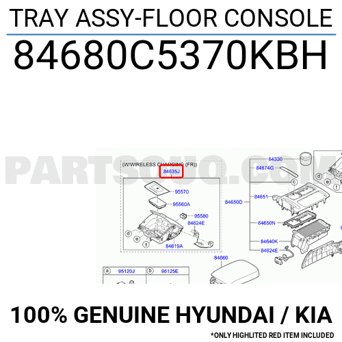 TRAY ASSY-FLOOR CONSOLE 84680C5370KBH | Hyundai / KIA Parts | PartSouq