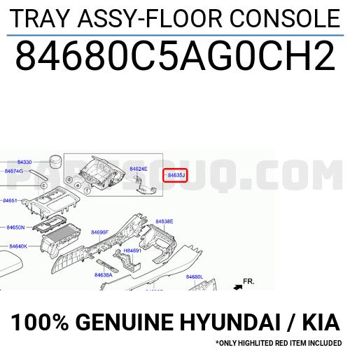TRAY ASSY-FLOOR CONSOLE 84680C5AG0CH2 | Hyundai / KIA Parts | PartSouq