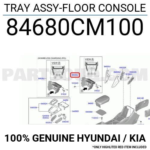 TRAY ASSY-FLOOR CONSOLE 84680CM100 | Hyundai / KIA Parts | PartSouq