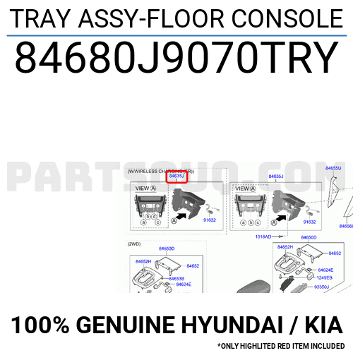 TRAY ASSY-FLOOR CONSOLE 84680J9070TRY | Hyundai / KIA Parts | PartSouq