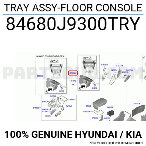 TRAY ASSY-FLOOR CONSOLE 84680J9300TRY | Hyundai / KIA Parts | PartSouq