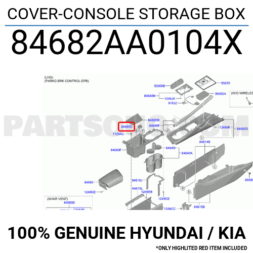 COVER-CONSOLE STORAGE BOX 84682AA0104X | Hyundai / KIA Parts | PartSouq