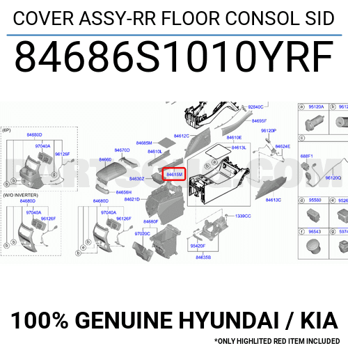 COVER ASSY-RR FLOOR CONSOL SID 84686S1010YRF | Hyundai / KIA Parts ...