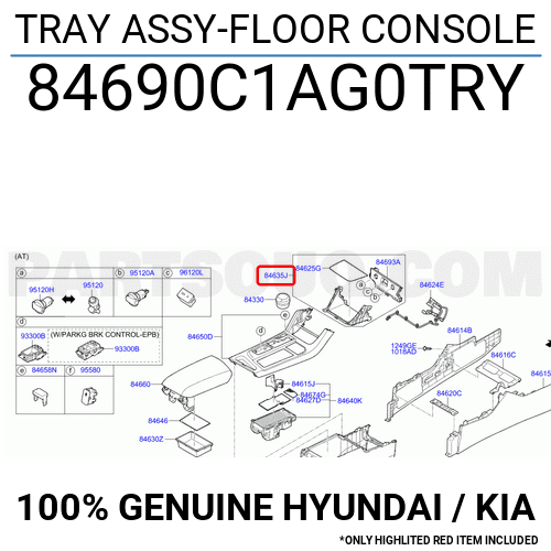 TRAY ASSY-FLOOR CONSOLE 84690C1AG0TRY | Hyundai / KIA Parts | PartSouq