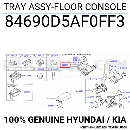 TRAY ASSY-FLOOR CONSOLE 84690D5AF0FF3 | Hyundai / KIA Parts | PartSouq