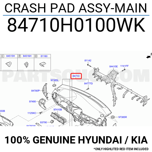 CRASH PAD ASSY-MAIN 84710H0100WK | Hyundai / KIA Parts | PartSouq