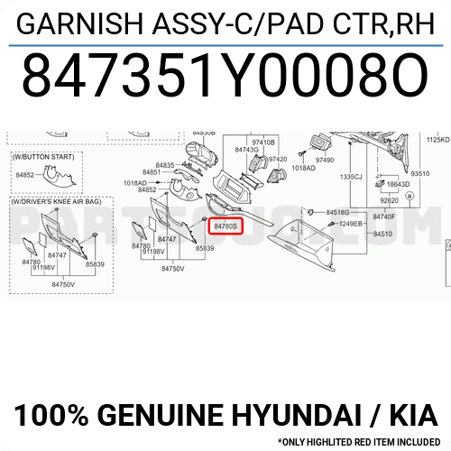 GARNISH ASSY-C/PAD CTR,RH 847351Y0008O | Hyundai / KIA Parts | PartSouq