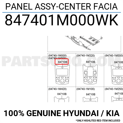 PANEL ASSY-CENTER FACIA 847401M000WK | Hyundai / KIA Parts | PartSouq