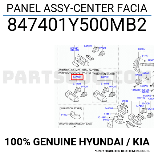 PANEL ASSY-CENTER FACIA 847401Y500MB2 | Hyundai / KIA Parts | PartSouq