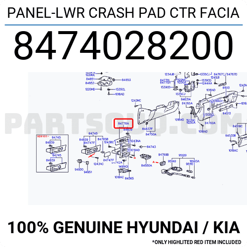 PANEL-LWR CRASH PAD CTR FACIA 8474028200 | Hyundai / KIA Parts | PartSouq