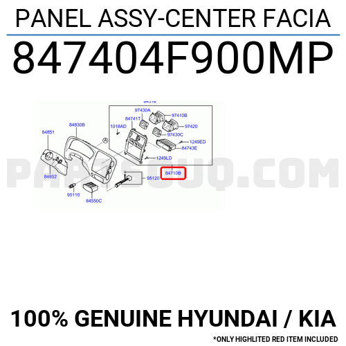 PANEL ASSY-CENTER FACIA 847404F900MP | Hyundai / KIA Parts | PartSouq