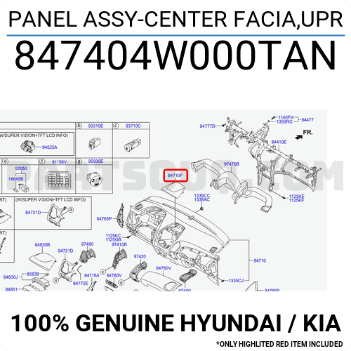 PANEL ASSY-CENTER FACIA,UPR 847404W000TAN | Hyundai / KIA Parts | PartSouq