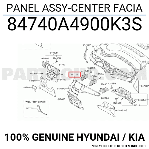 PANEL ASSY-CENTER FACIA 84740A4900K3S | Hyundai / KIA Parts | PartSouq