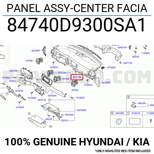 PANEL ASSY-CENTER FACIA 84740D9300SA1 | Hyundai / KIA Parts | PartSouq