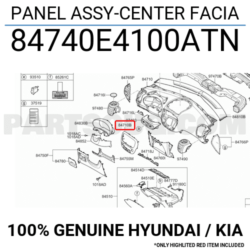PANEL ASSY-CENTER FACIA 84740E4100ATN | Hyundai / KIA Parts | PartSouq