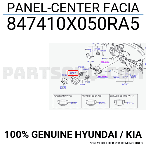 PANEL-CENTER FACIA 847410X050RA5 | Hyundai / KIA Parts | PartSouq