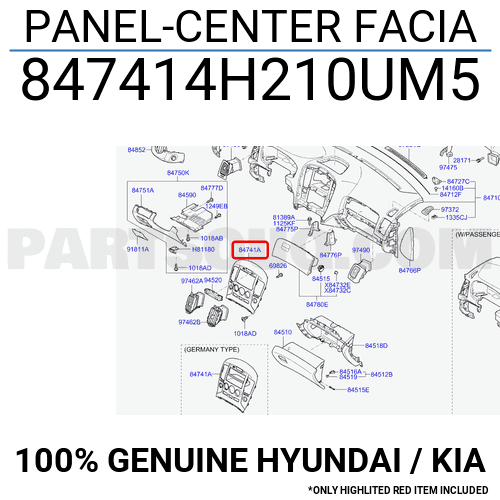 PANEL-CENTER FACIA 847414H210UM5 | Hyundai / KIA Parts | PartSouq