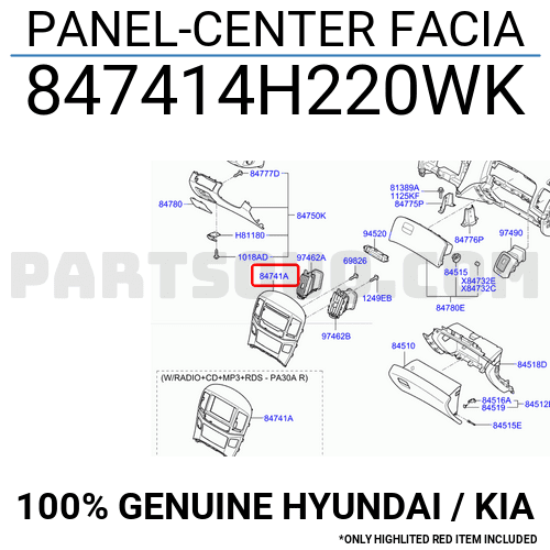 PANEL-CENTER FACIA 847414H220WK | Hyundai / KIA Parts | PartSouq