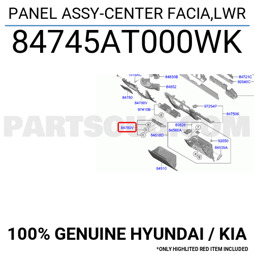 PANEL ASSY-CENTER FACIA,LWR 84745AT000WK | Hyundai / KIA Parts | PartSouq
