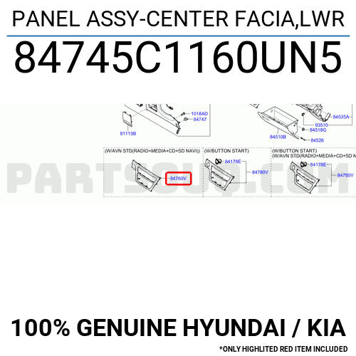 PANEL ASSY-CENTER FACIA,LWR 84745C1160UN5 | Hyundai / KIA Parts | PartSouq