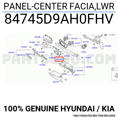 PANEL-CENTER FACIA,LWR 84745D9AH0FHV | Hyundai / KIA Parts | PartSouq