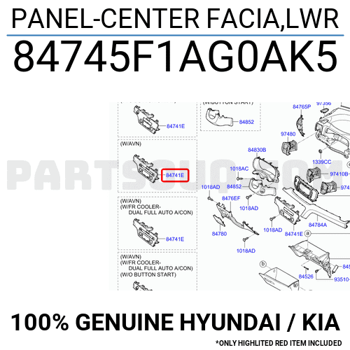PANEL-CENTER FACIA,LWR 84745F1AG0AK5 | Hyundai / KIA Parts | PartSouq