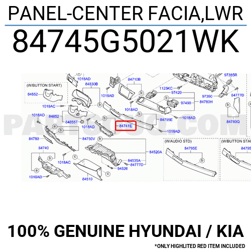 PANEL-CENTER FACIA,LWR 84745G5021WK | Hyundai / KIA Parts | PartSouq