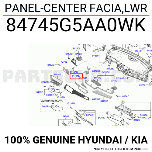 PANEL-CENTER FACIA,LWR 84745G5AA0WK | Hyundai / KIA Parts | PartSouq